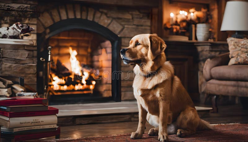 A View of a Dog by the Fire Stock Photo - Image of puppy, animal: 345772752