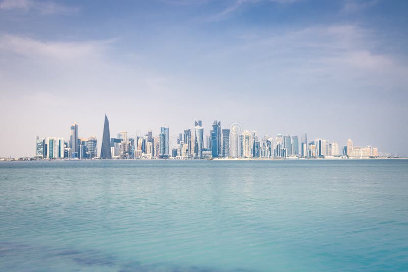 View of Doha City Skyline, Qatar. Stock Photo - Image of corniche ...