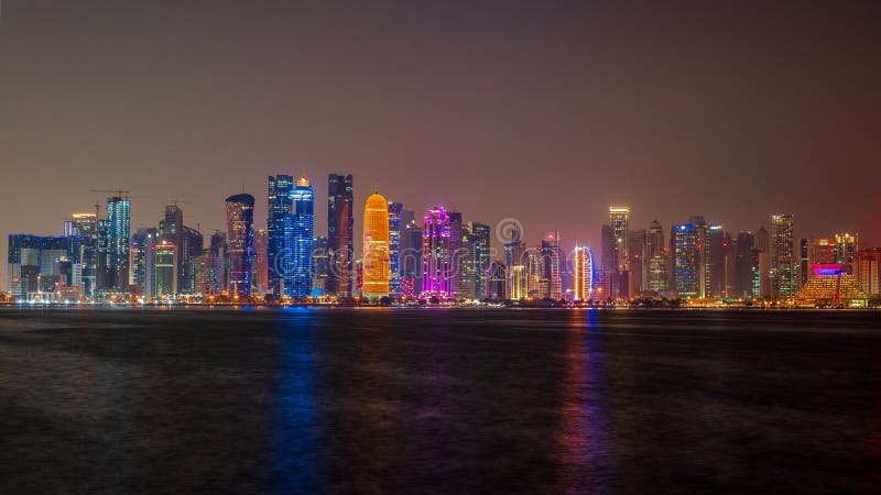 View of Doha Corniche during Night Along with Fanar Building Stock ...