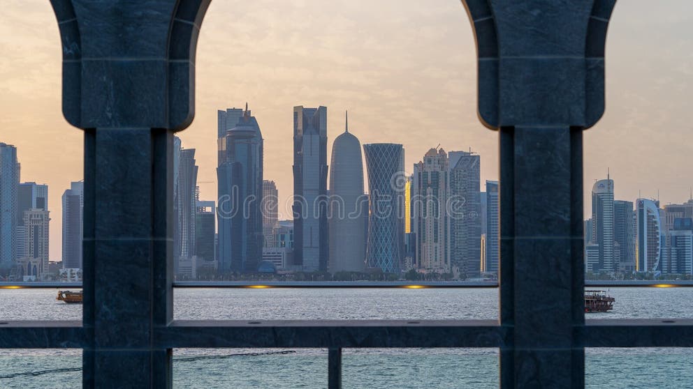 View of Doha Skyline from Qatar Islamic Museum in Corniche Editorial ...