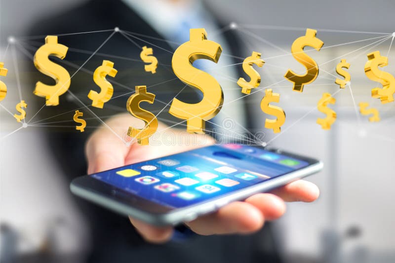 Dollar Sign Flying Around a Network Connection - 3d Render Stock Photo ...