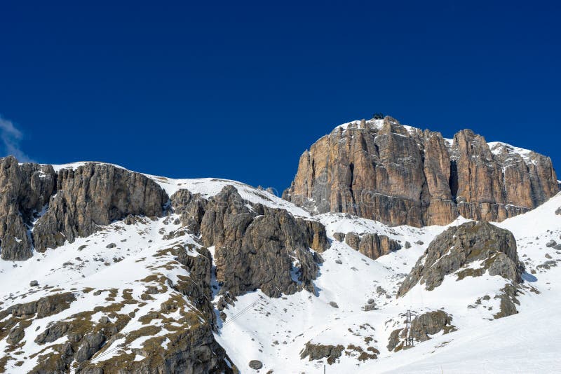 Dolomites at Pordoi Pass in Val Di Fassa on Trentino Stock Photo ...