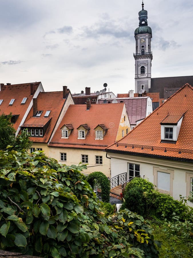 Rooftops of Freising. stock image. Image of cityscape - 110776729