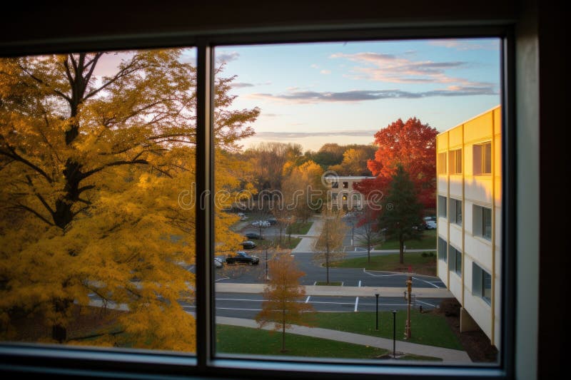 View from Dormitory Window Overlooking Campus Stock Photo - Image of ...