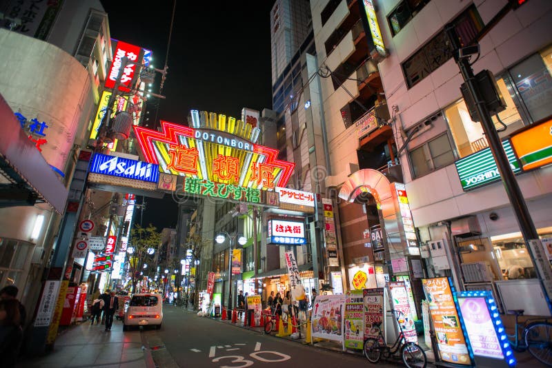 Dotonbori Night Scene, Osaka, Japan Editorial Image - Image of evening ...