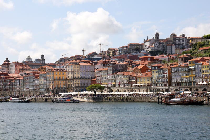 View of the Douro River and the Waterfront of the City of Porto. Stock ...