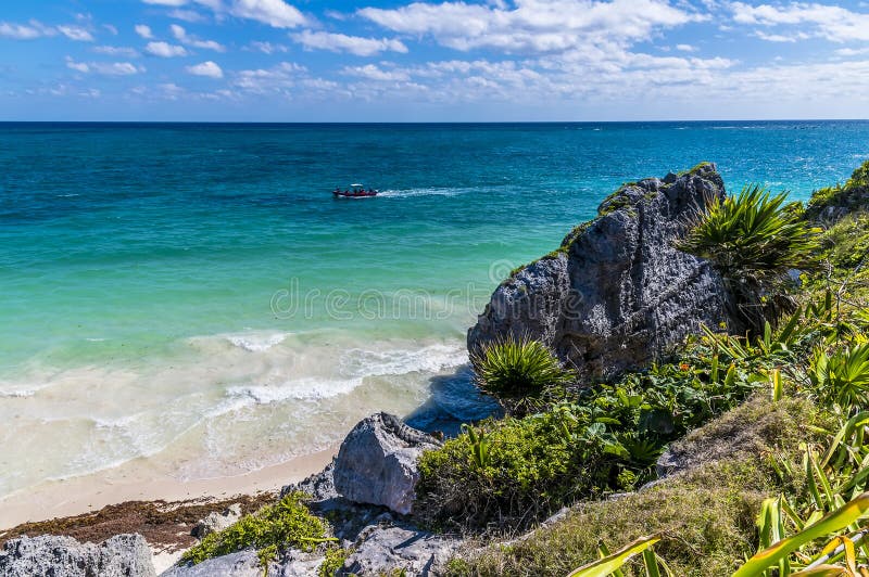 A View Down the Cliffs of the Coastline at the Mayan Settlement of ...