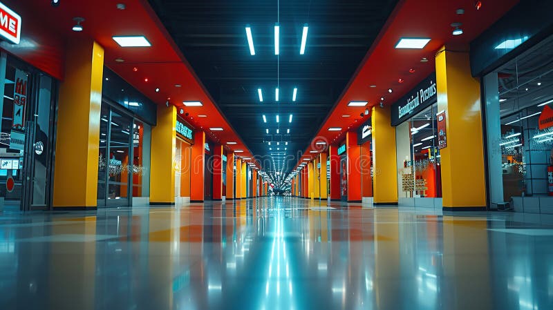 Empty Mall Corridor stock illustration. Illustration of shopping ...
