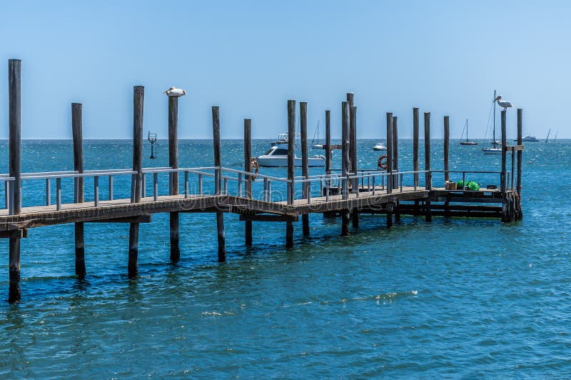 A View Down a Jetty on the Waterfront of Walvis Bay, Namibia Stock ...