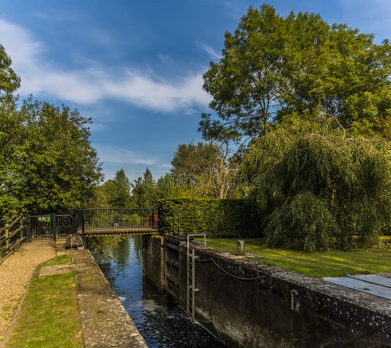 A View Down a Lock at Dedham, Suffolk UK Stock Photo - Image of pool ...
