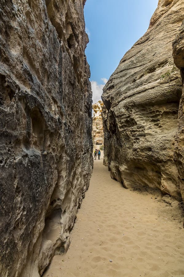 A View Down the Narrow Pathway in Little Petra, Jordan Stock Image ...