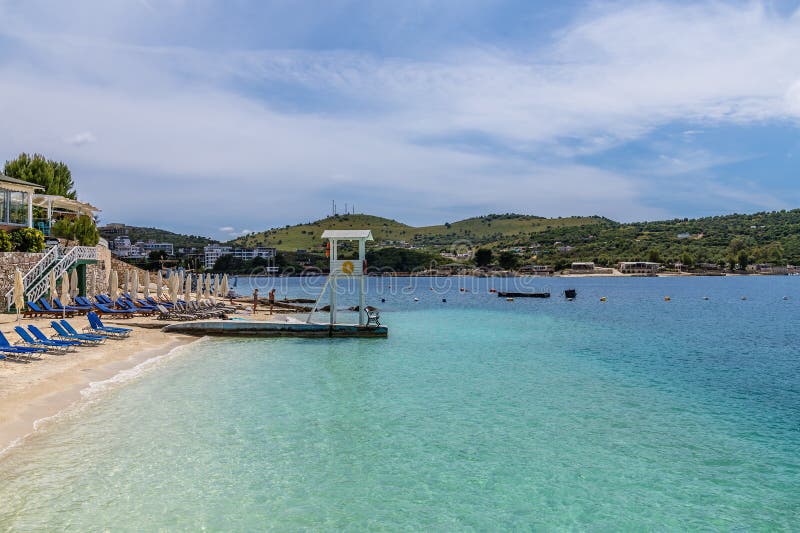 A View Down the Shoreline on the Beach at Ksamil, Albania Stock Image ...