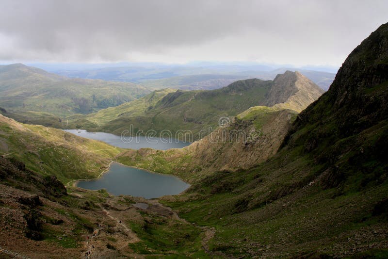 View Down from Snowdon Summit Stock Image - Image of national, great ...
