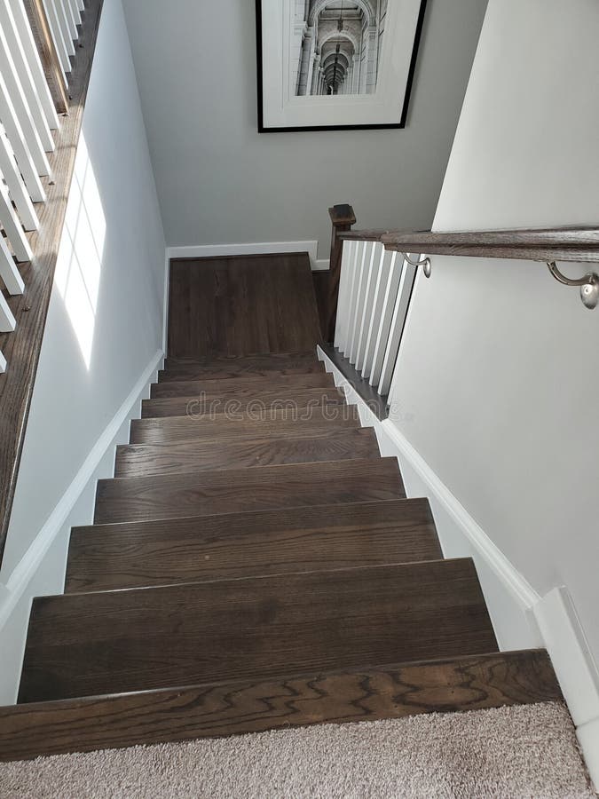 View Down the Steps Stairs Railing Stock Photo - Image of view, stairs ...