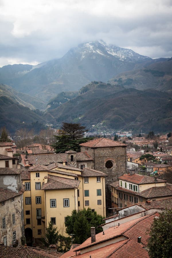 View of Downtown Barga, Italy Stock Image - Image of houses, colorful ...