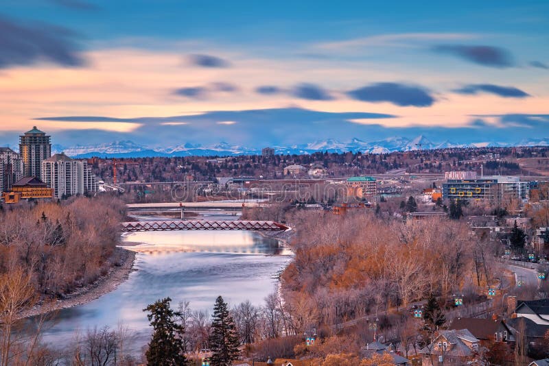 Sunrise Over the Calgary River Valley Stock Image - Image of cloudscape ...