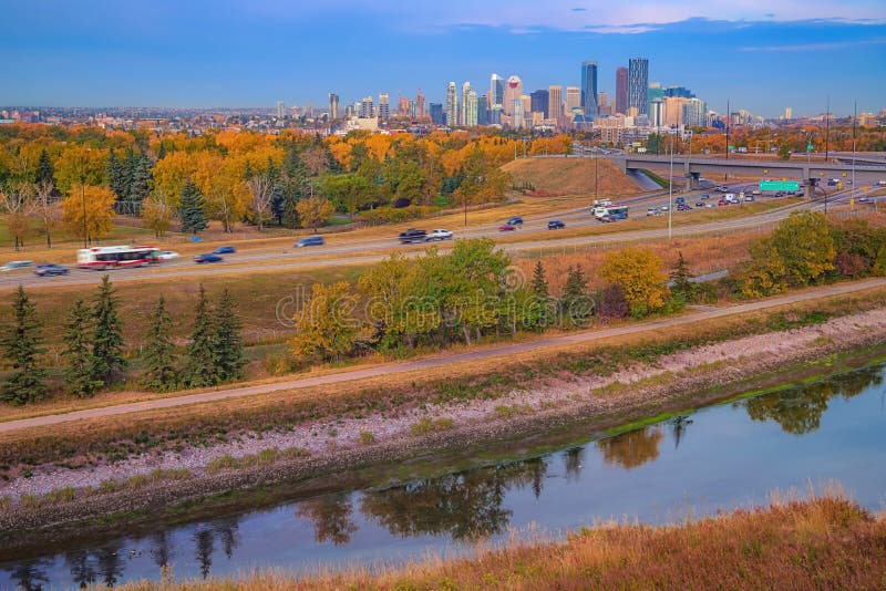 Calgary Landscape Under a Blue Sky in the Fall Stock Photo - Image of ...