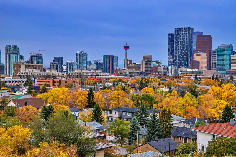 Downtown Calgary Skyline in the Fall Stock Image - Image of calgary ...