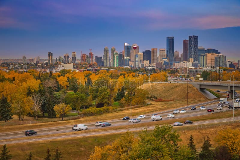 Downtown Calgary Skyline in the Fall Stock Photo - Image of calgary ...