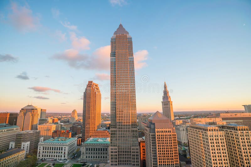 View of downtown Cleveland stock image. Image of urban - 176683711