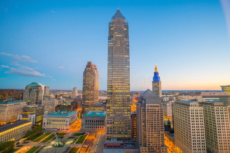 View of downtown Cleveland stock photo. Image of scene - 176683928