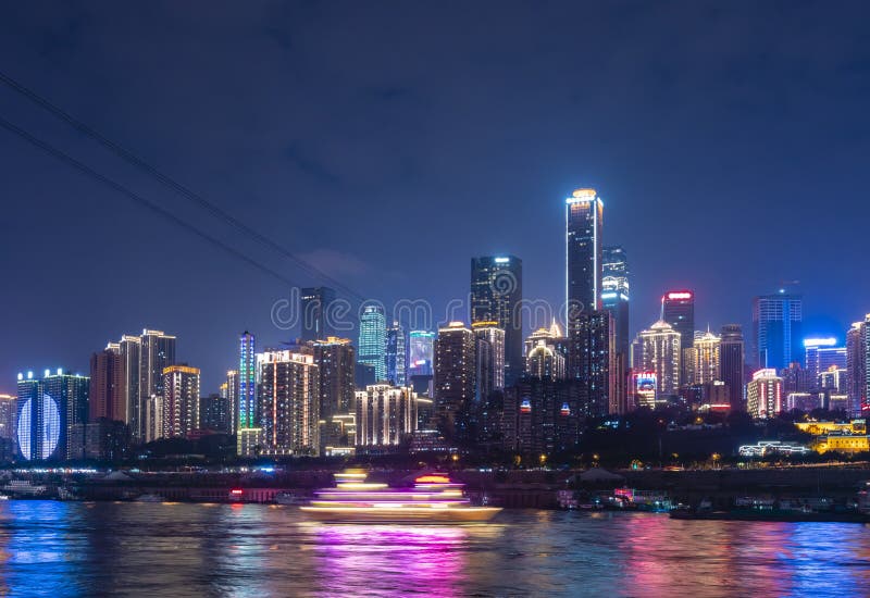 Chongqing City in China at Night Stock Image - Image of finance, travel ...
