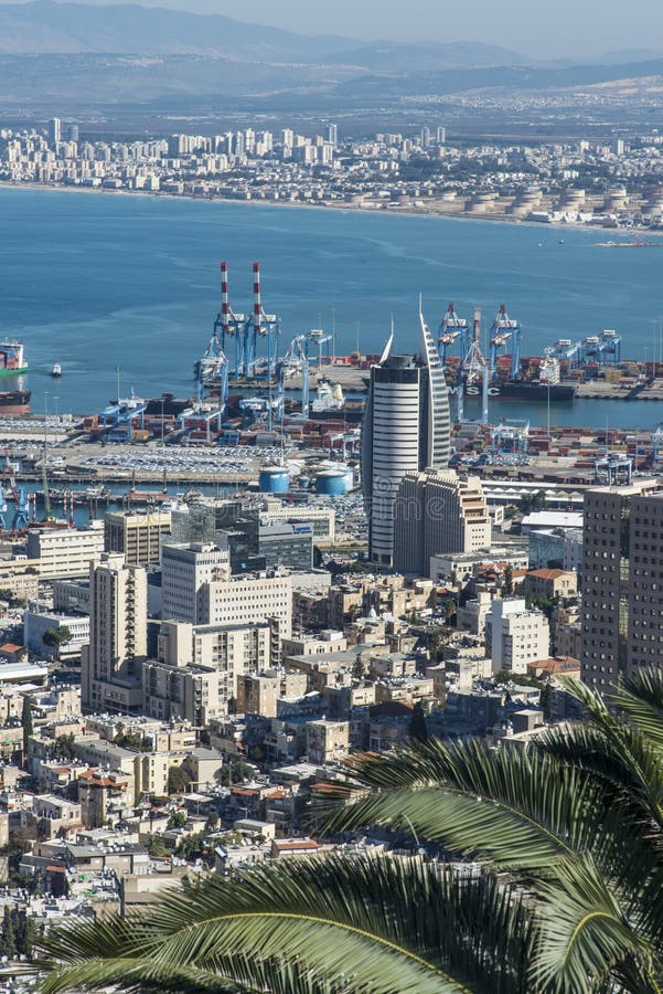 View of Downtown Haifa and Haifa Harbor and Bay Editorial Photo - Image ...