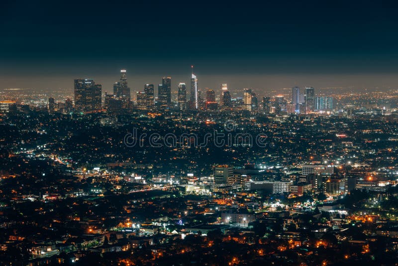 View of the Downtown Los Angeles Skyline, from Griffith Observatory ...