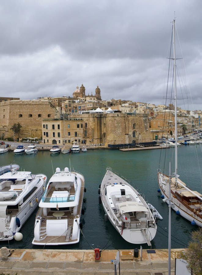 View of Downtown and Marina in Birgu, Malta Stock Photo - Image of ...