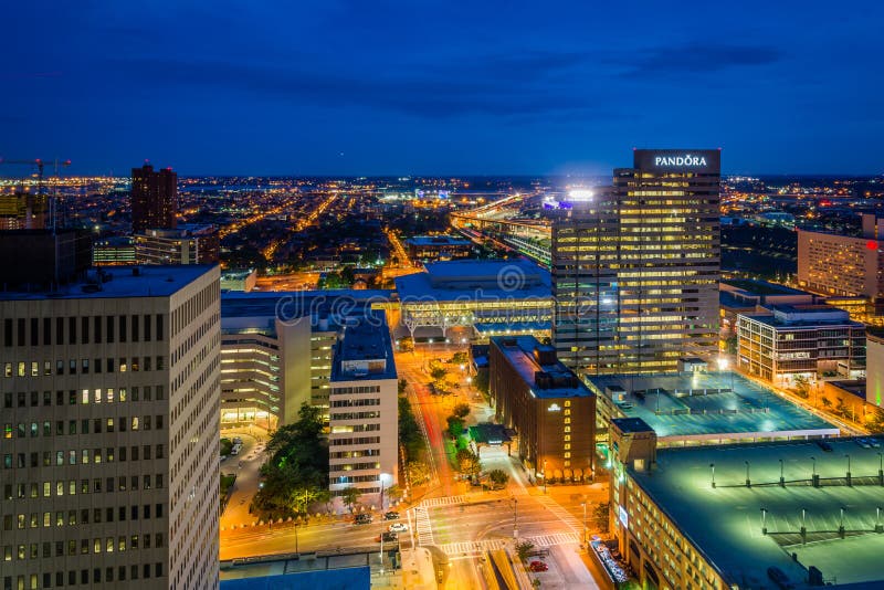 View of Downtown at Night in Baltimore, Maryland Editorial Stock Photo ...