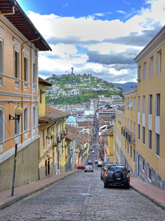 View of downtown Quito editorial photo. Image of street - 87884756