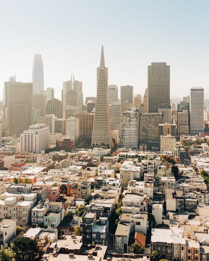 View of the Downtown San Francisco Skyline from Coit Tower, San ...