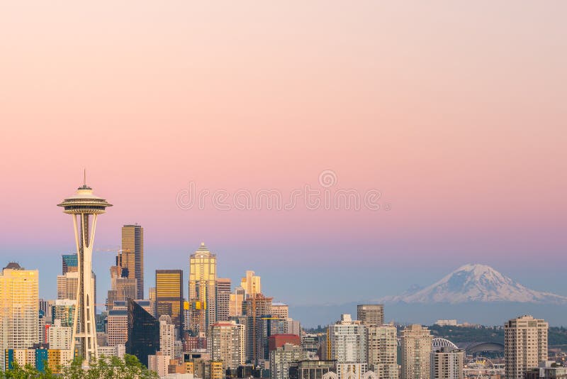 View of Downtown Seattle Skyline Editorial Image - Image of night ...
