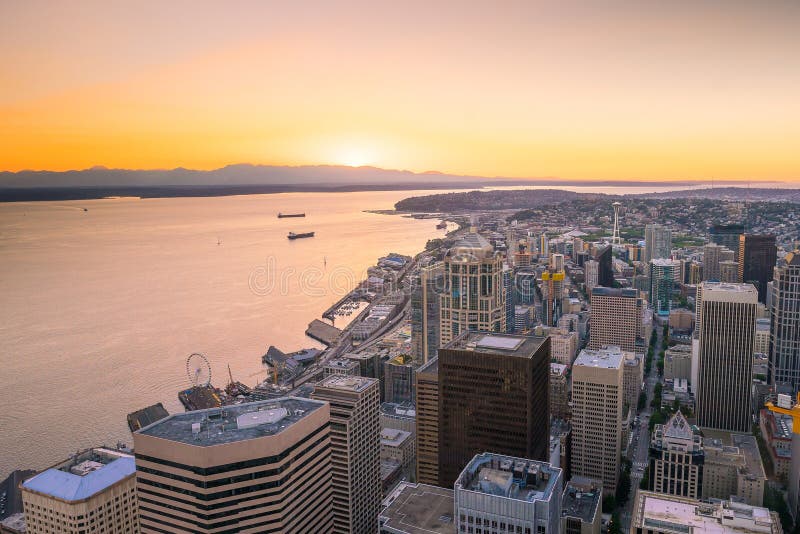 View of Downtown Seattle Skyline Stock Photo - Image of city, cityscape ...
