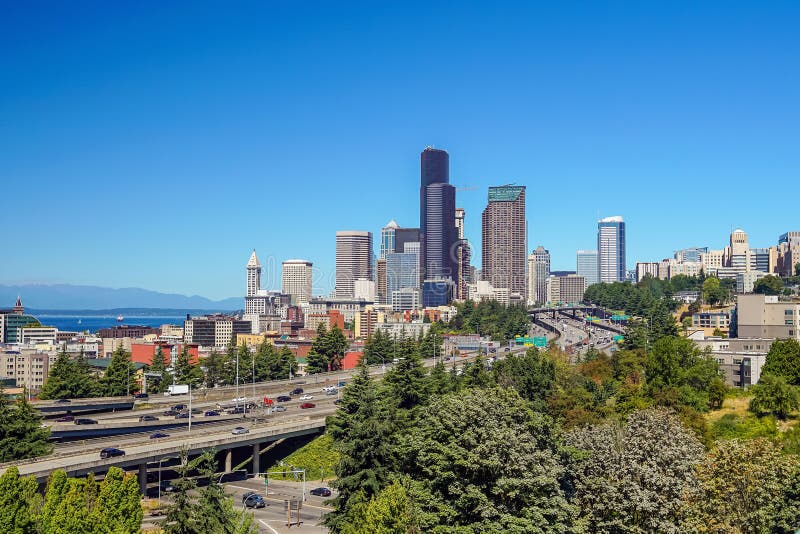 View of Downtown Seattle Skyline Stock Photo - Image of seattle ...