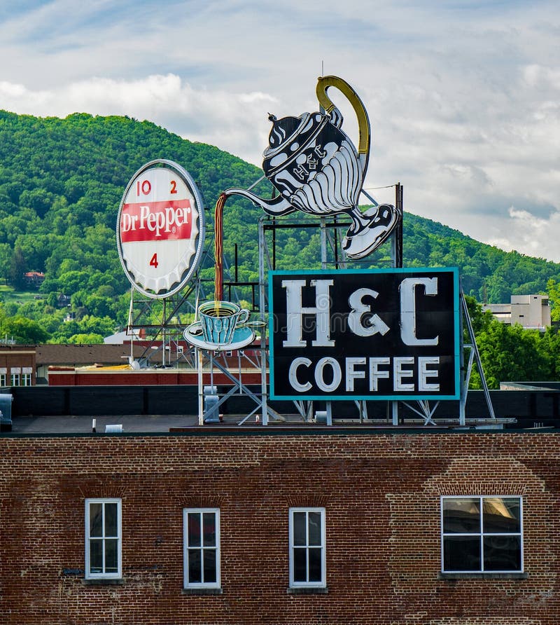 View of the Dr. Pepper and the H&C Coffee Signs Editorial Stock Image ...