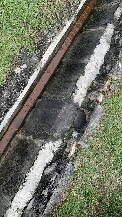 View a Drain on the Side of the Road Stock Photo - Image of home ...