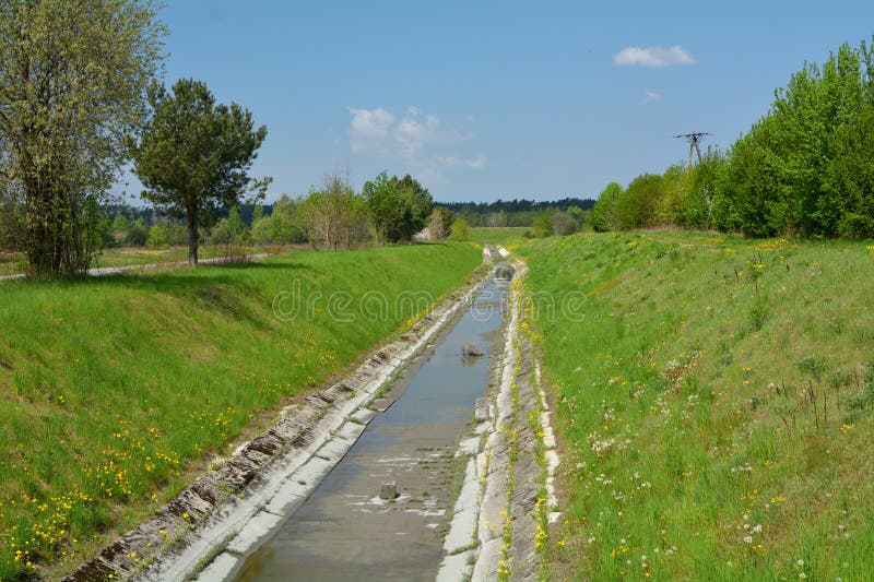 View of the drainage ditch stock image. Image of view - 307302097