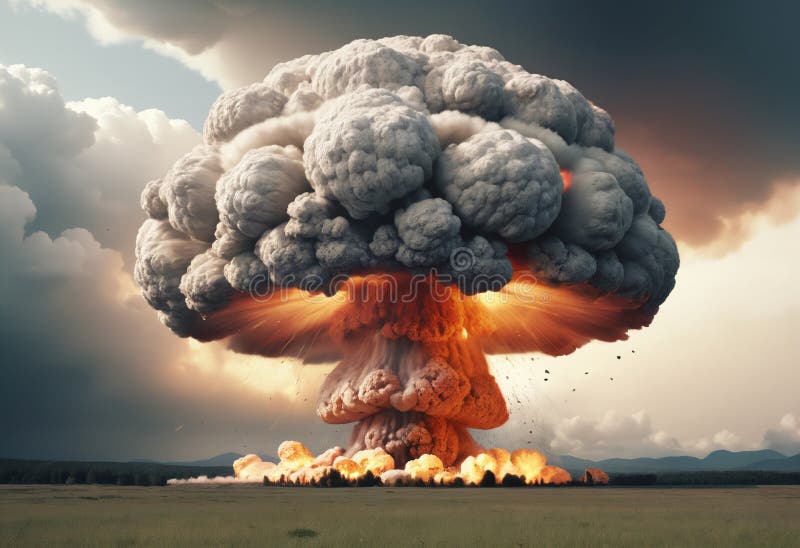 A Dramatic Large Nuclear Explosion Mushroom Cloud Fire Ball Stock ...