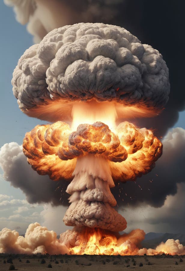 A Dramatic Large Nuclear Explosion Mushroom Cloud Fire Ball Stock ...