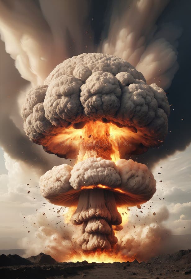 A Dramatic Large Nuclear Explosion Mushroom Cloud Fire Ball Stock ...