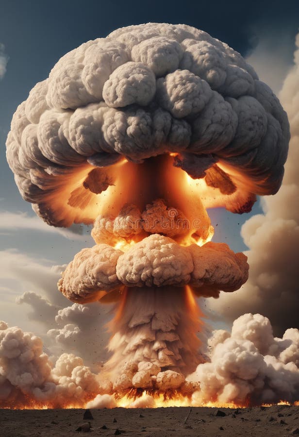 A Dramatic Large Nuclear Explosion Mushroom Cloud Fire Ball Stock ...