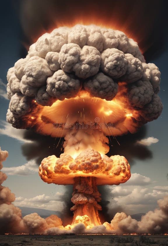 A Dramatic Large Nuclear Explosion Mushroom Cloud Fire Ball Stock ...