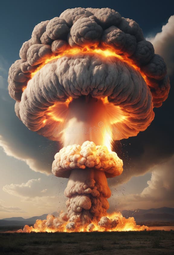 A Dramatic Large Nuclear Explosion Mushroom Cloud Fire Ball Stock ...