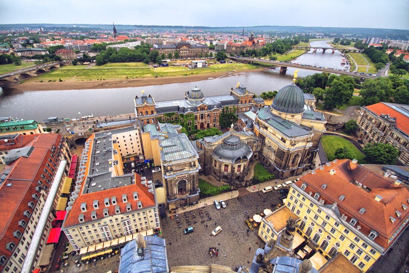 View of Dresden and the Elbe River Stock Photo - Image of castle ...
