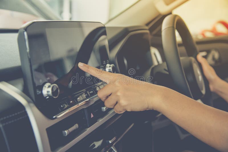 View of Driver Holding Steering Wheel and Testing Car Operating System ...