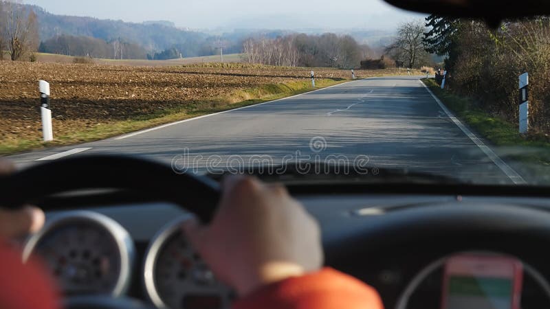 View from a Driver Place at Road in Germany, Saxony Stock Image - Image ...