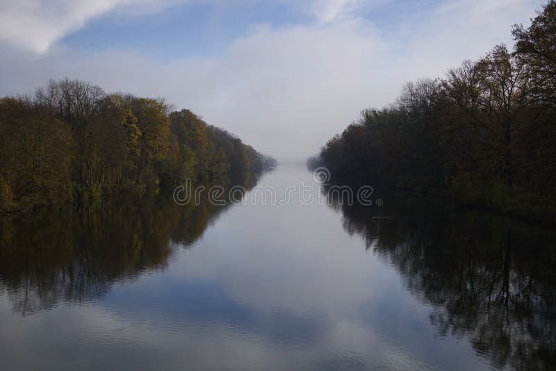 View from Drone Flying Over Danube River Surrounded by Lush Trees with ...