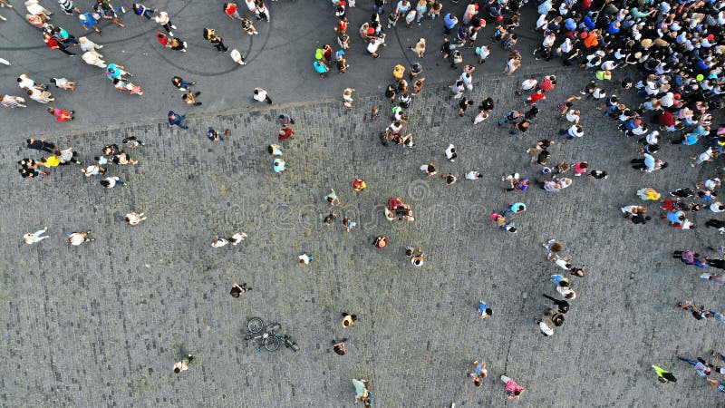 View from the Drone of People Crowd Stock Image - Image of public ...