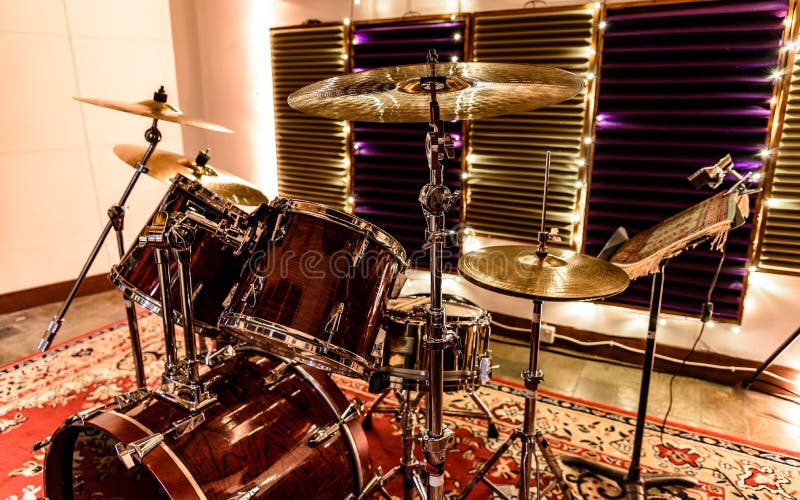 Drum Kit Set Up in a Studio Stock Image - Image of hitting, drumstick ...